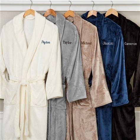 Embroidered Mens Luxury Fleece Robe Just For Him Name Monogram
