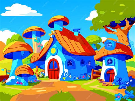 Premium Vector Smurfs House Concept Vector Illustration Flat 2
