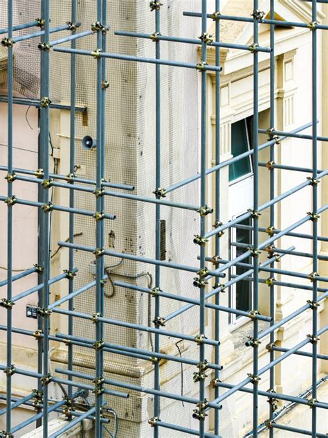 Construction Of Easy To Assemble Metal Pipe Scaffolding Around The