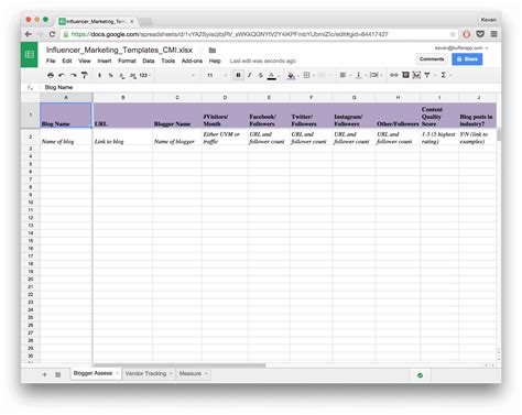 Download Influencer Marketing Spreadsheet Template