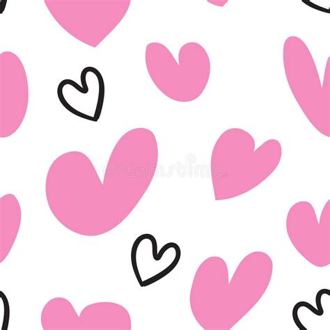Hand Drawn Heart Seamless Pattern Love Doodle Tile Sketch Brush