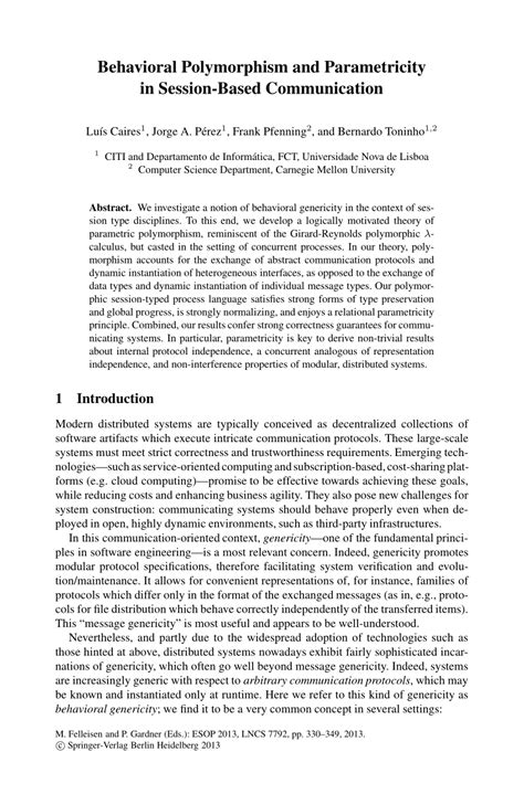 Pdf Behavioral Polymorphism And Parametricity In Session Based