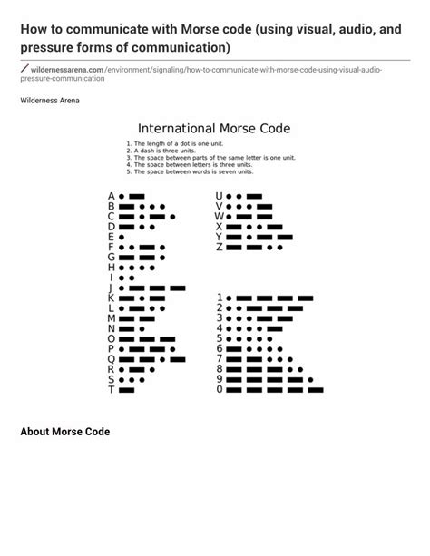 Pdf How To Communicate With Morse Code Dokumentips