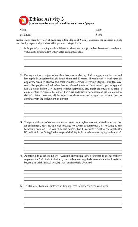 activity 3 exercises and assignments ethics activity 3 answers