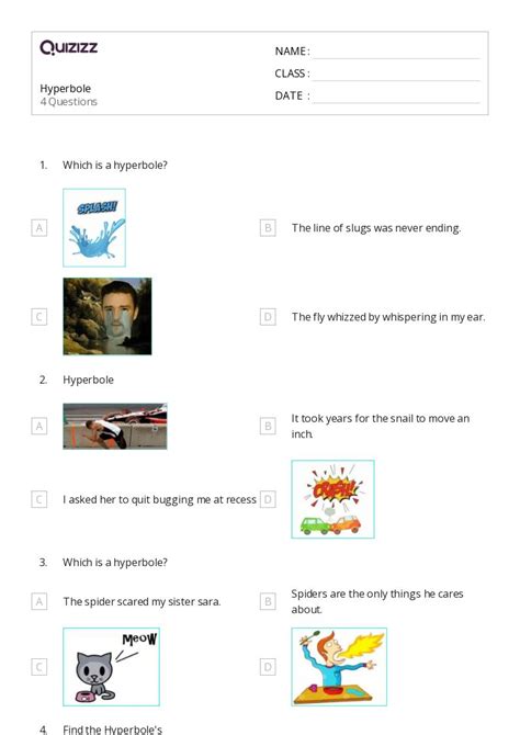 50 Hyperbole Worksheets For 3rd Grade On Quizizz Free And Printable