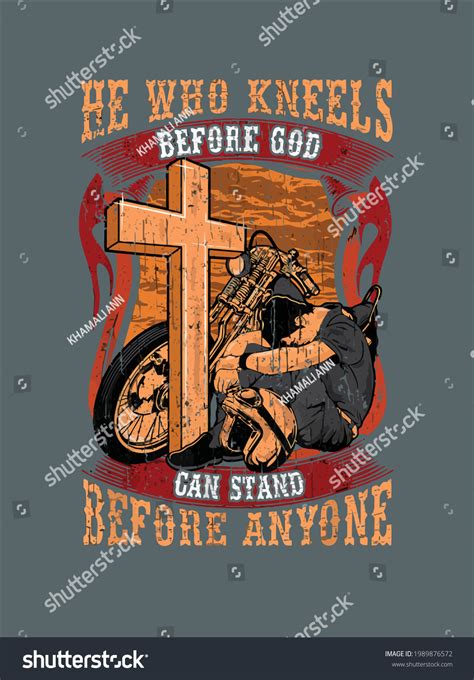 Biker Praying To Cross