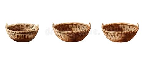 Three Rustic Wicker Baskets Displayed On A White Background For Home Decor Stock Image Image