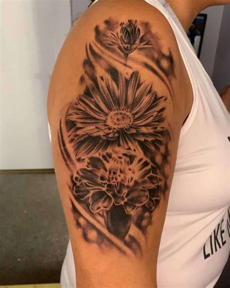 Aster Flower Watercolor Tattoo
