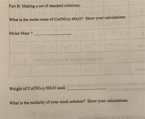 Solved Part B Making A Set Of Standard Solutions What Is Chegg Com