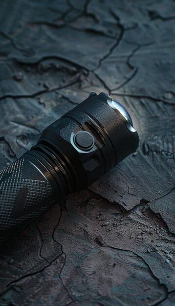 Self Defense Flashlight With Stun Gun Feature On Dark Textured Surface