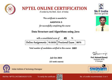 Nptel Dsa Java Lifelonglearning Skilldevelopment Aadithya S