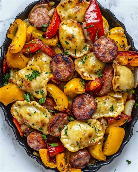 Sheet Pan Sausage And Pierogies Recipe