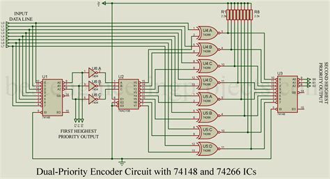 Dual Priority Encoder Circuit With 74148 And 74266 Ics Engineering