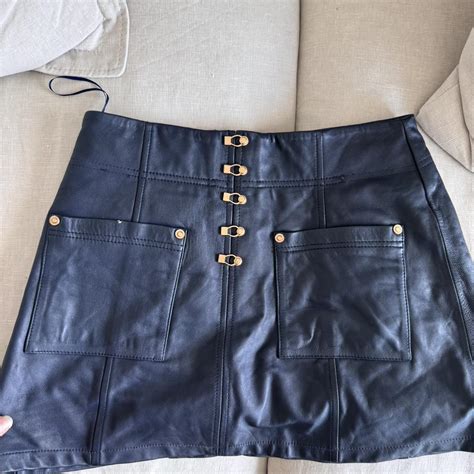 Black Alice Mcall Leather Mini Skirt With Gold Depop