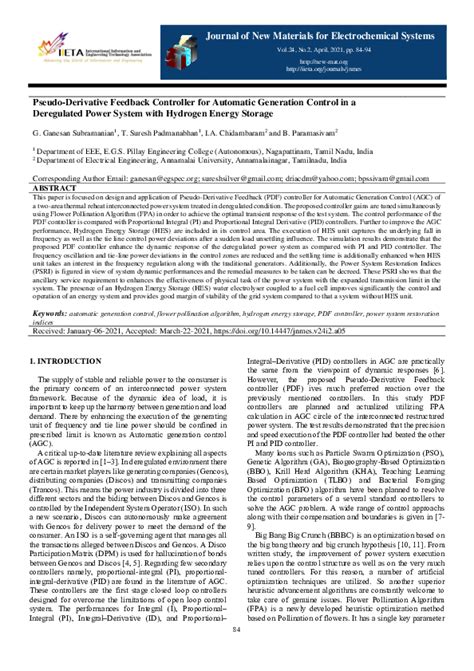 Pdf Pseudo Derivative Feedback Controller For Automatic Generation