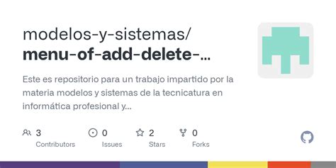 Github Modelos Y Sistemasmenu Of Add Delete And Find Users Este Es