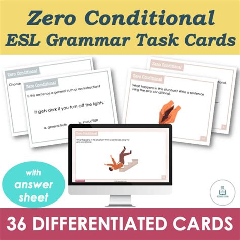 Zero Conditional Task Cards Adult Esl Grammar Review Practice Activities