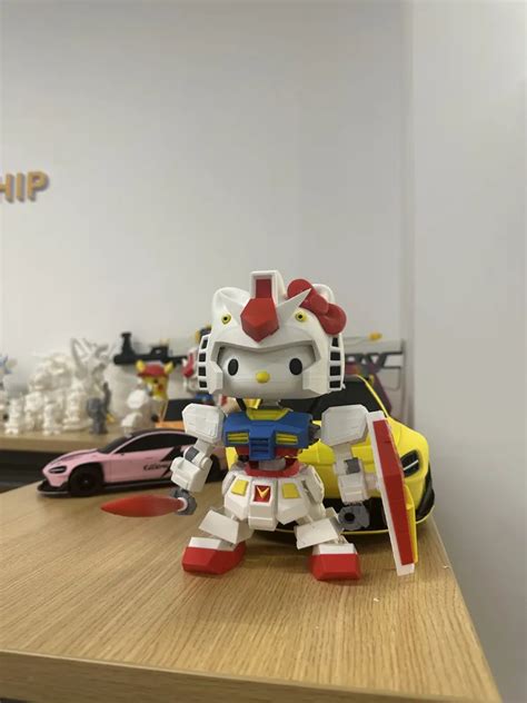 喵星人高达出击！hello Kitty×rx 78全关节可动版 来自 No1 Makerworld：免费下载 3d 模型