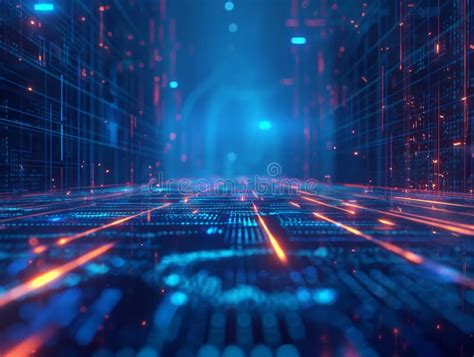 Futuristic Digital Grid With Glowing Nodes Stock Image Image Of