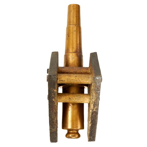 Original 19th Century Us Brass Signal Cannon On Custom Iron Fortress