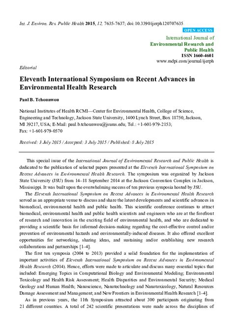 Pdf Editorial Eleventh International Symposium On Recent Advances In