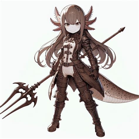 Humanoid Axolotl Girl Wearing Leather Armour Fanart