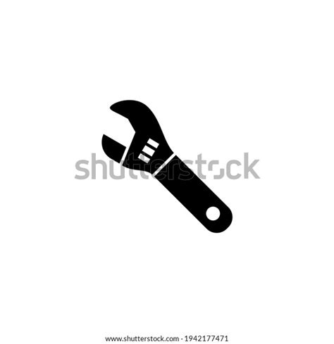 Spanner Wrench Icon Solid Black Flat Stock Vector Royalty Free