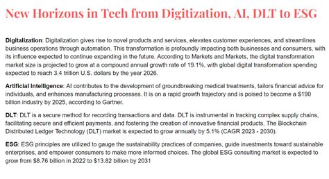 New Horizons In Tech From Digitization Ai Dlt To Esg