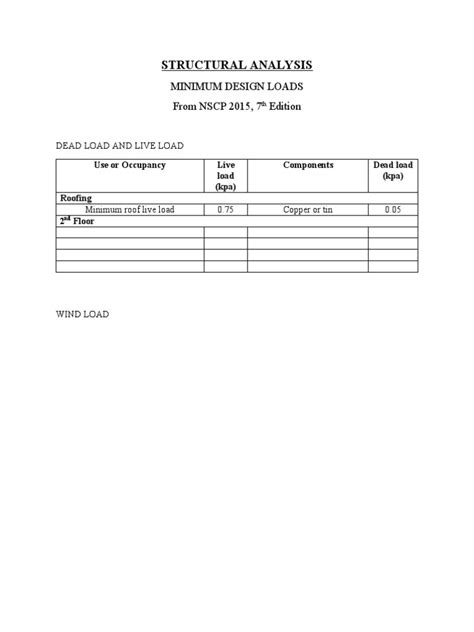 Structural Analysis Minimum Design Loads From Nscp 2015 7 Edition Pdf