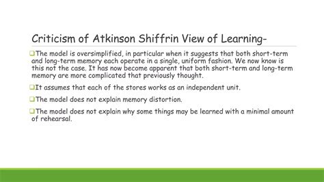 Information Processing View Atkinson Shiffrinpptx