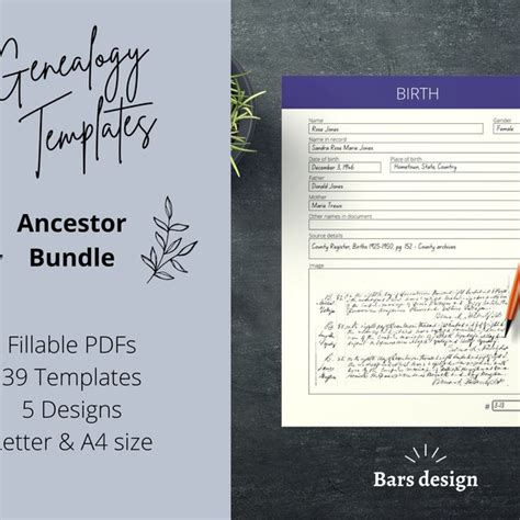 Free Genealogy Forms Etsy