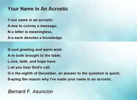 What Is An Acrostic Poem Of Your Name