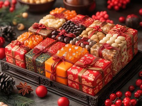 Festive Chinese New Year Candy And Snack Boxes Photos Showcasing