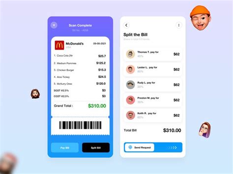Bill Split Mobile App Design Móvil