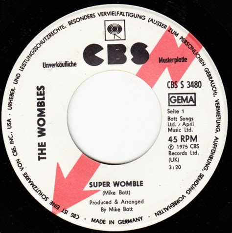 7″ Single Promo The Wombles Super Womble Secondmusic