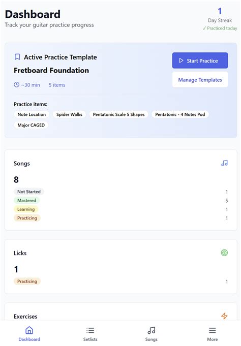 Cabinjam Guitar Practice Tracker