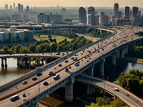 Bridges And Overpasses Urban And Industrial Background Premium Ai