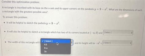 Solved Consider This Optimization Problem A Rectangle Is