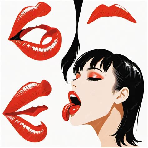 A Woman With Long Black Hair Is Licking Her Lips Premium Ai Generated