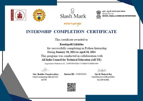 Python Internship Completion Certificate Pdf