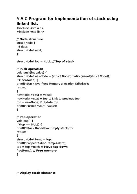C Program Stack And Queue Implementation Using Linked List Studocu