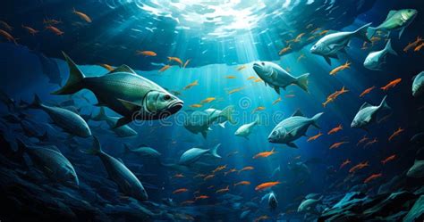 Ocean Life Colorful Fish Schooling Stock Illustration Illustration Of