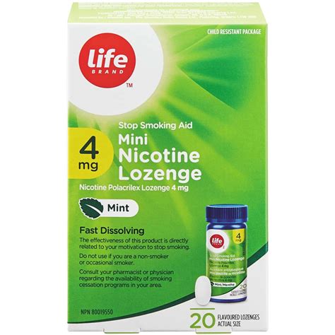 Life Brand Mini Nicotine Lozenges 4 Mg Fast Dissolving Stop Smoking