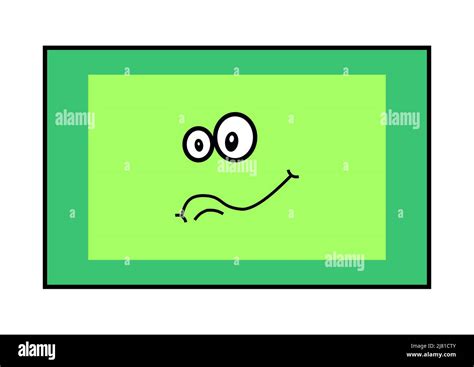 A Cheerful Green Rectangle With Expressive Eyes And A Smile Framed By
