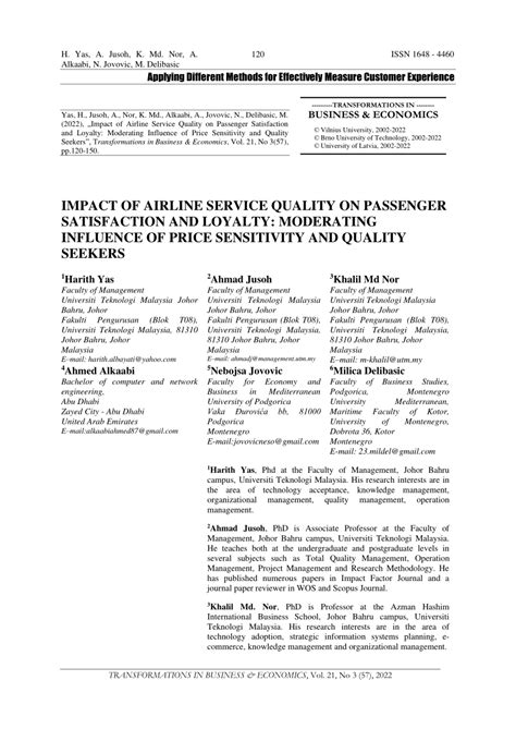 Pdf Impact Of Airline Service Quality On Passenger Satisfaction And