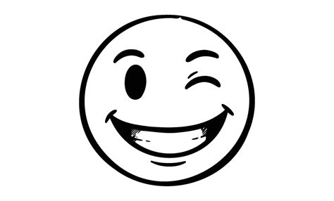 Playful Black And White Winking Smile Face With Cheeky Expression 68554602 Vector Art At Vecteezy