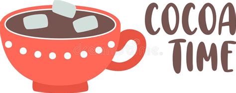 Cocoa Time Lettering Sticker Stock Vector Illustration Of Card
