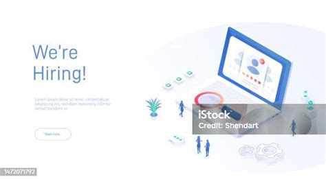 우리는 방문 페이지 템플릿을 고용하고 있습니다 노트북 화면에서 승인된 이력서 웹 배너 인포 그래픽에 사용할 수 있습니다