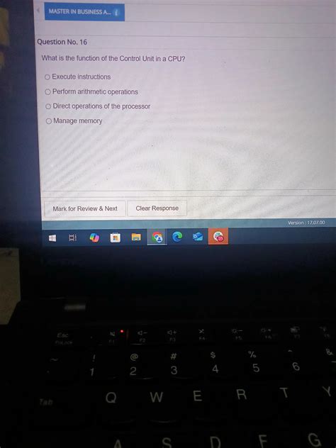 Question No 16 What Is The Function Of The Control Unit In A Cpu