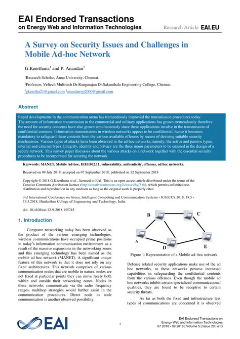 pdf a survey on security issues and challenges in mobile ad hoc network